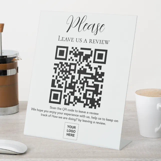 Leave us a review QR code Pedestal Sign | Zazzle
