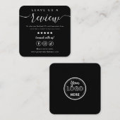 Leave Us A Review Social Media Logo Black Script Square Business Card ...