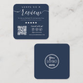 Leave Us A Review Social Media Logo Navy Blue Square Business Card | Zazzle