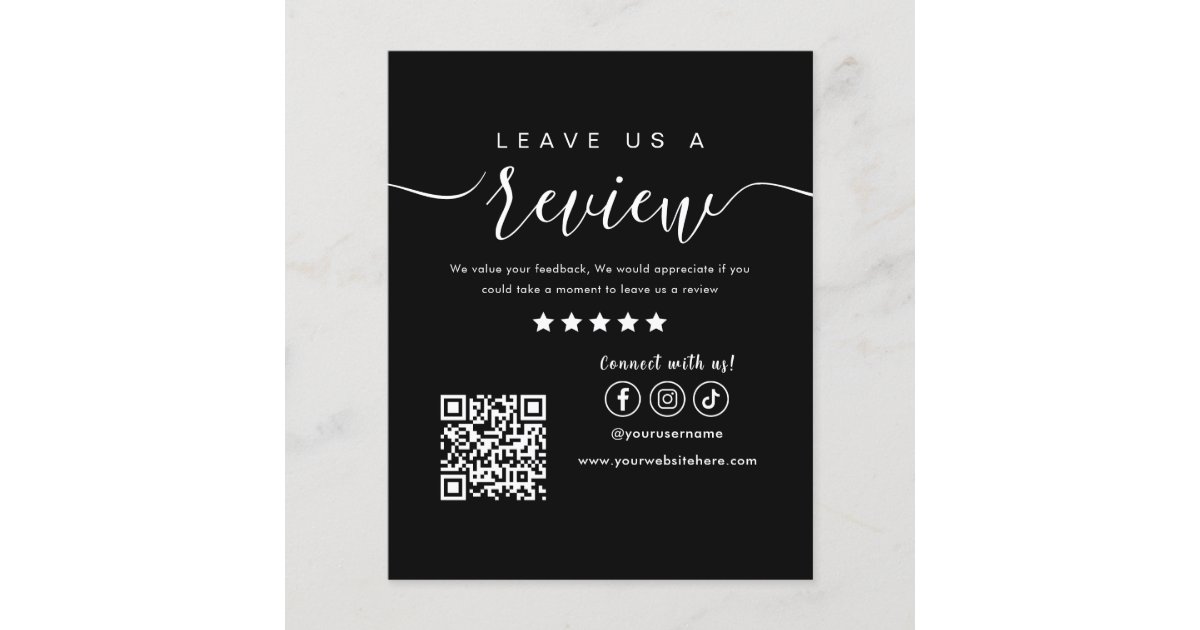 Leave Us A Review Social Media Logo Trendy Black Flyer | Zazzle