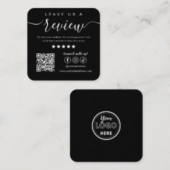 Leave Us A Review Social Media Logo Trendy Black Square Business Card ...