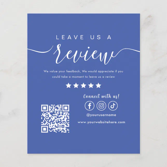 Leave Us A Review Social Media Logo Trendy Blue Flyer | Zazzle
