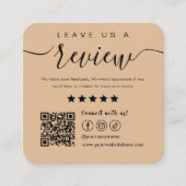 Leave Us A Review Social Media Qr Code Logo Rustic Square Business Card ...