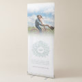 Leaves circle sage green and white wedding photo retractable banner ...