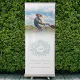 Leaves circle sage green and white wedding photo retractable banner ...