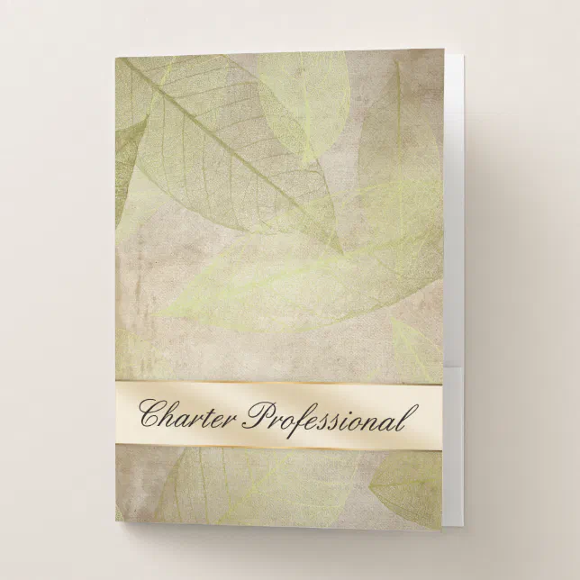 Leaves Leaf Green Professional Nature Elegant Pocket Folder | Zazzle