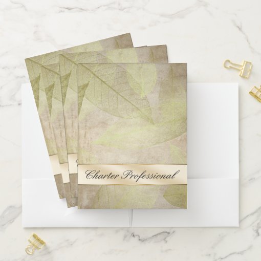 Leaves Leaf Green Professional Nature Elegant Pocket Folder | Zazzle