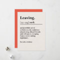 Leaving Definition Card for Coworker Boss | Zazzle
