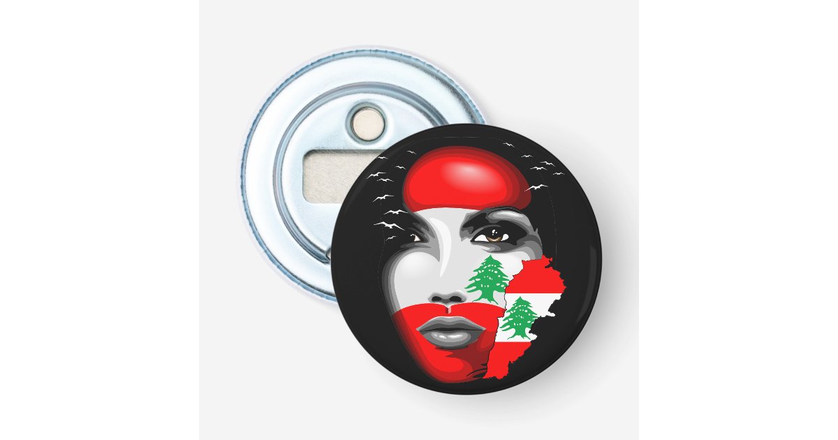 Lebanon Flag and Map on girl's face Bottle Opener | Zazzle