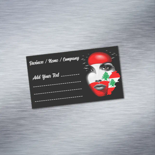 Lebanon Flag and Map on girl's face Business Card Magnet | Zazzle