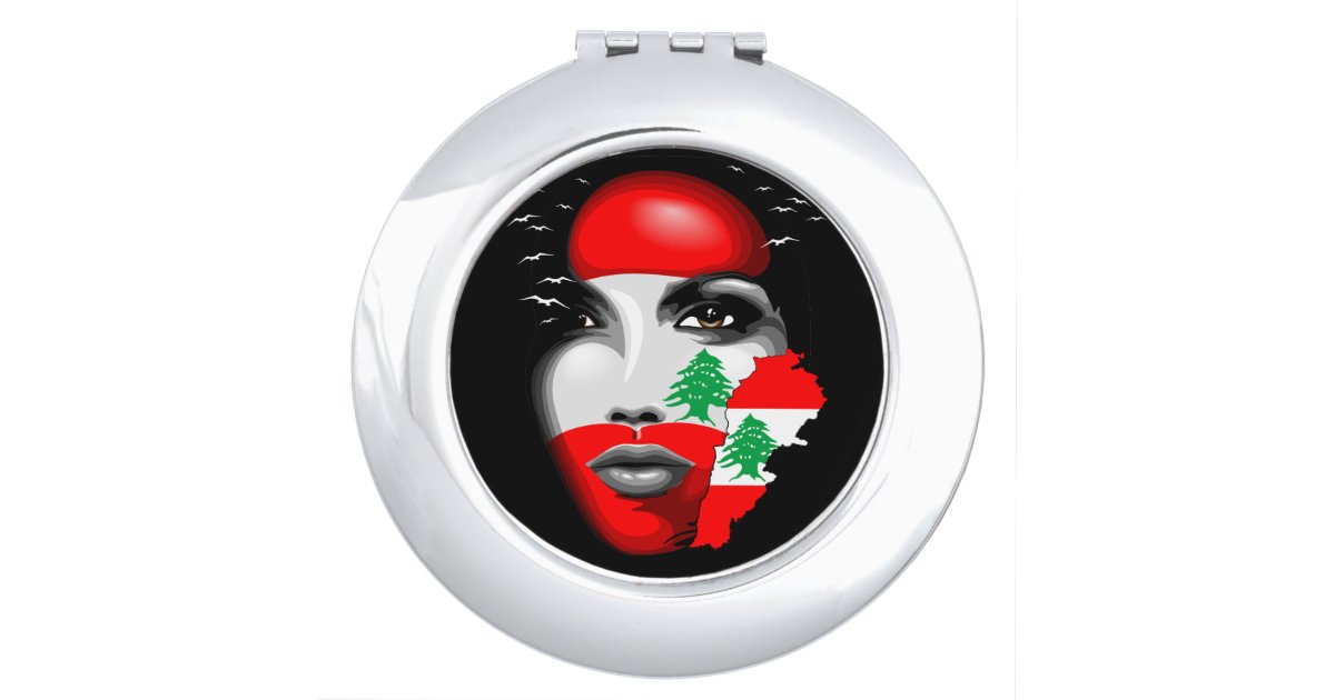Lebanon Flag and Map on girl's face Compact Mirror | Zazzle
