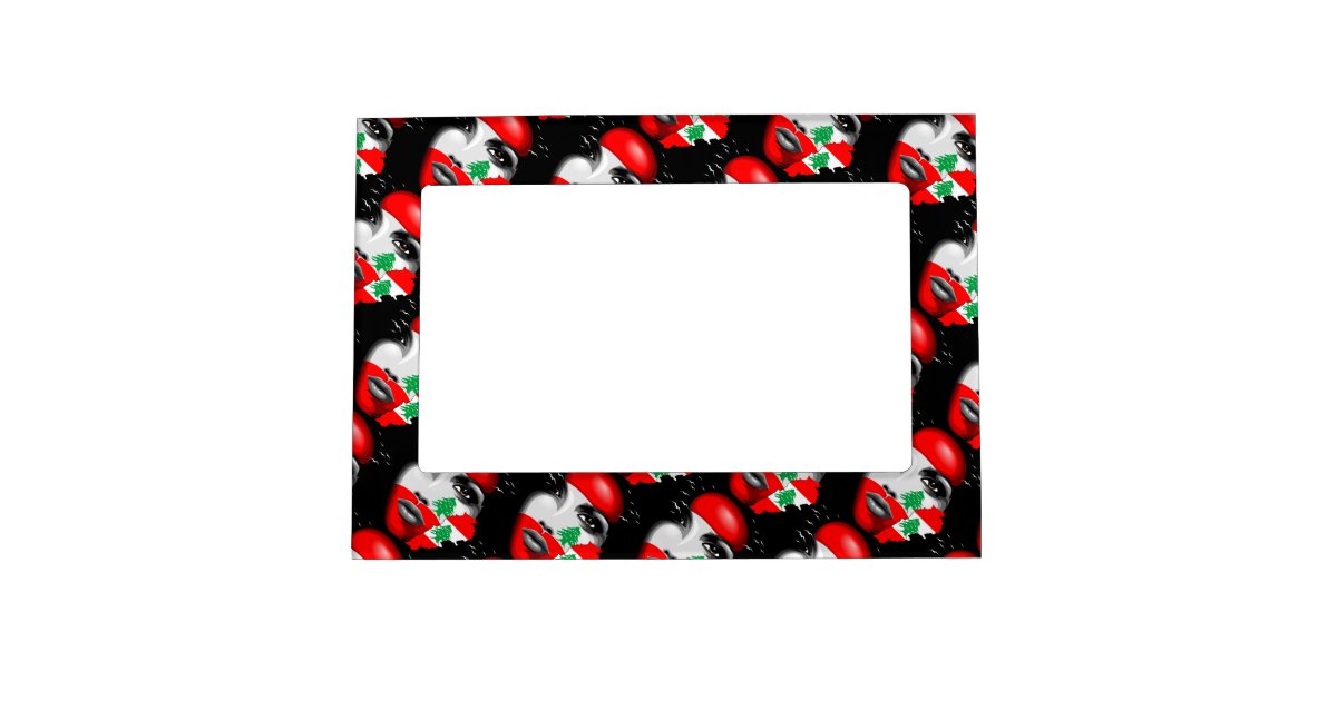 Lebanon Flag and Map on girl's face Magnetic Frame | Zazzle