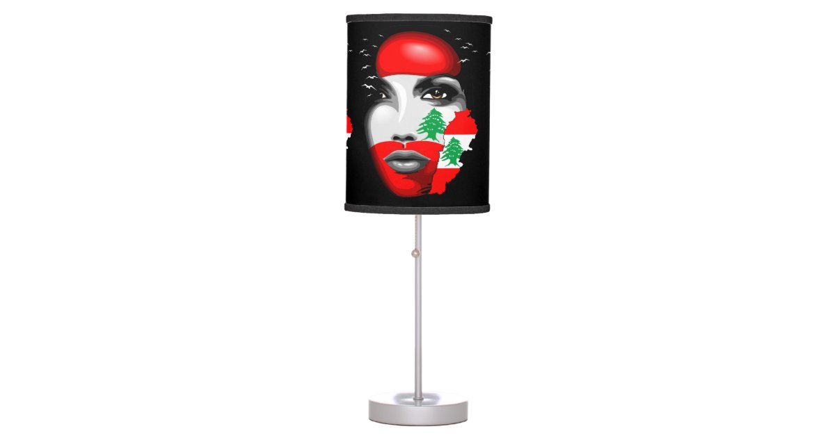 Lebanon Flag and Map on girl's face Table Lamp | Zazzle