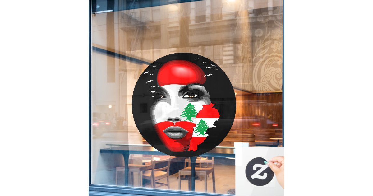 Lebanon Flag and Map on girl's face Window Cling | Zazzle