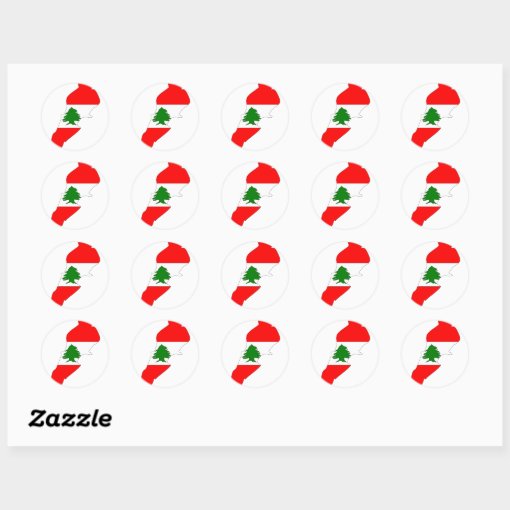 Lebanon flag map classic round sticker | Zazzle