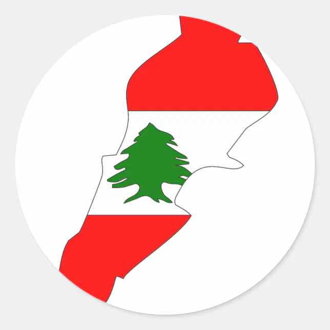 Lebanon flag map classic round sticker | Zazzle