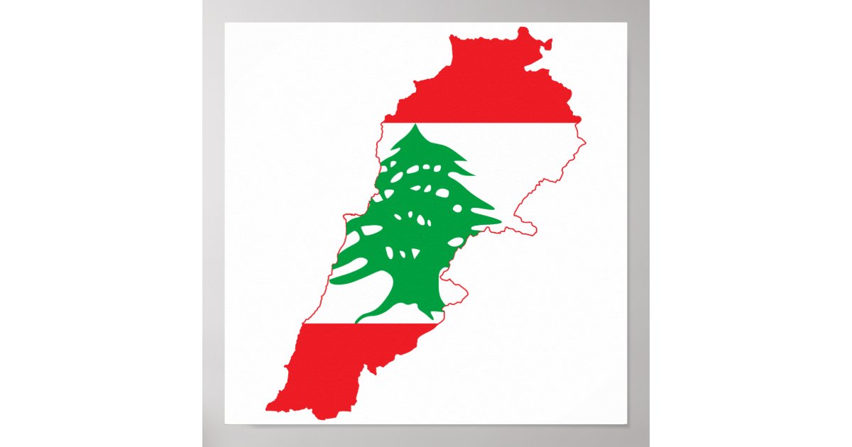 Lebanon Flag Map Poster | Zazzle