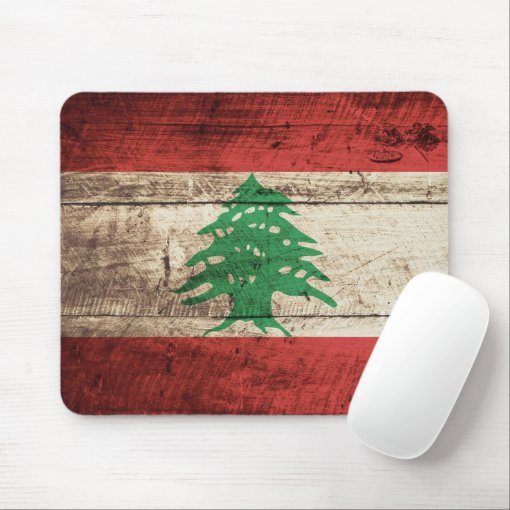 Lebanon Flag on Old Wood Grain Mouse Pad | Zazzle