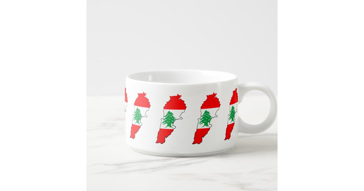 Lebanon Map with Flag Bowl | Zazzle