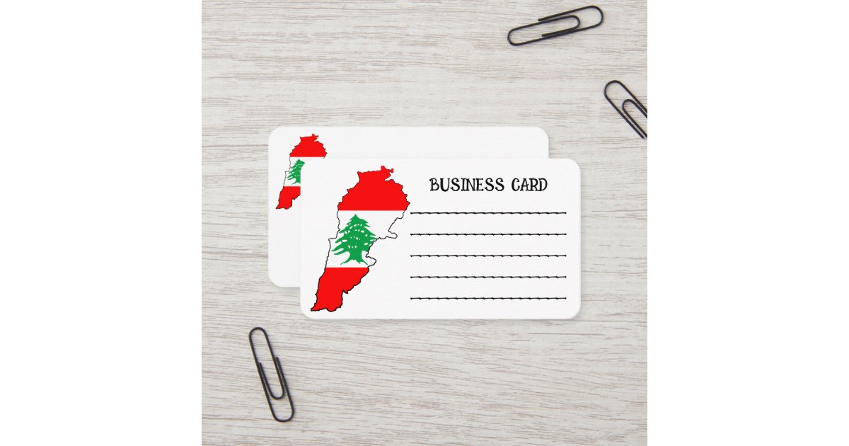 Lebanon Map with Flag Business Card | Zazzle