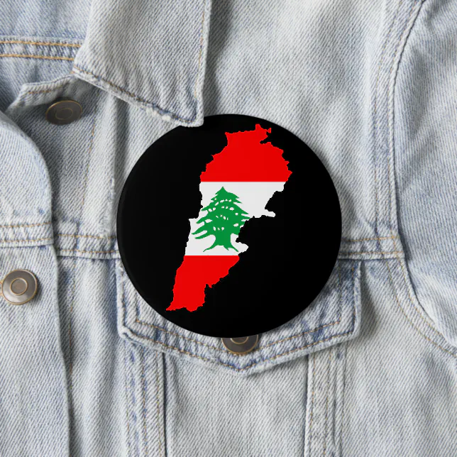 Lebanon Map with Flag Button | Zazzle