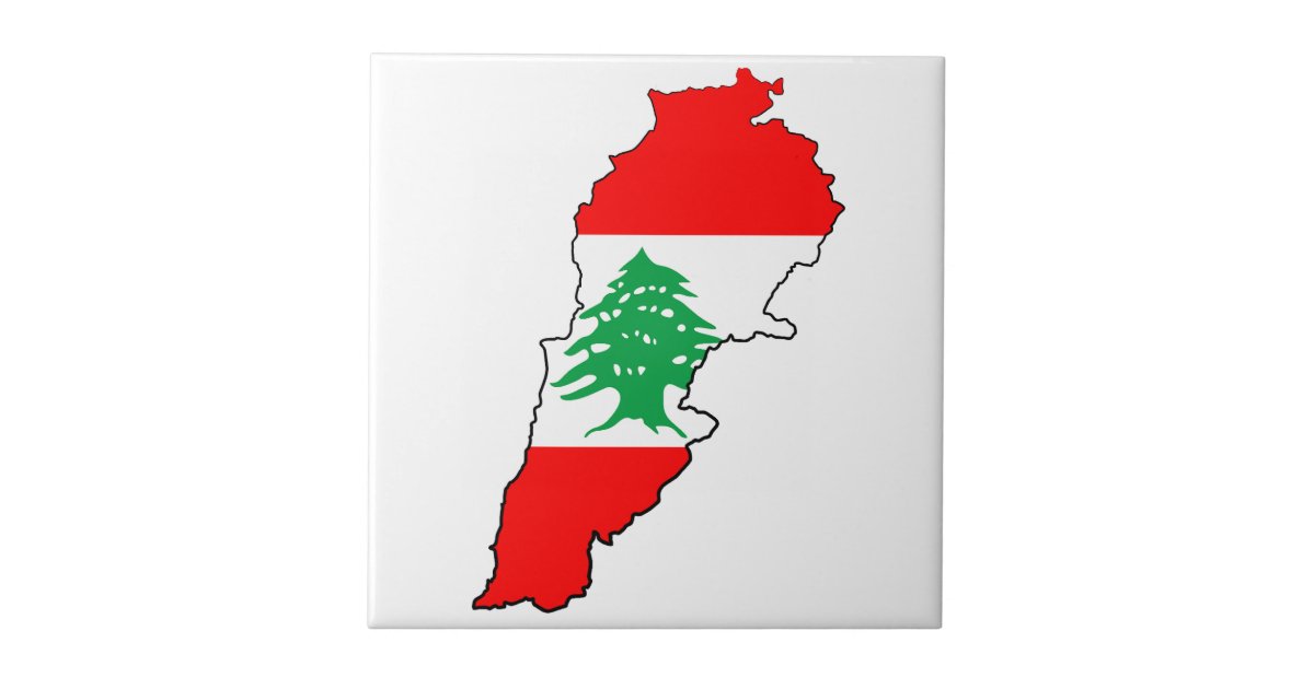 Lebanon Map with Flag Ceramic Tile | Zazzle