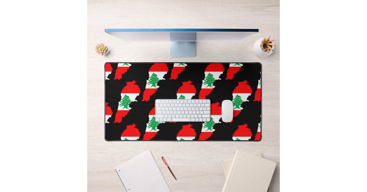 Lebanon Map with Flag Desk Mat | Zazzle