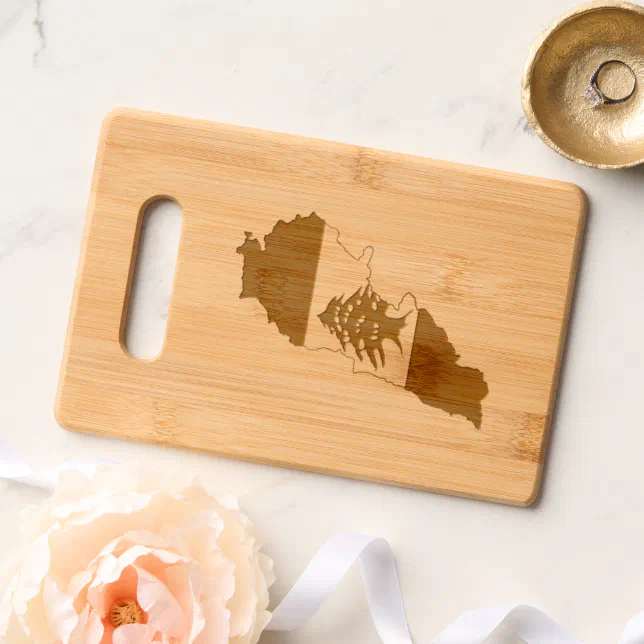 Lebanon Map with Flag Engraved Cutting Board | Zazzle