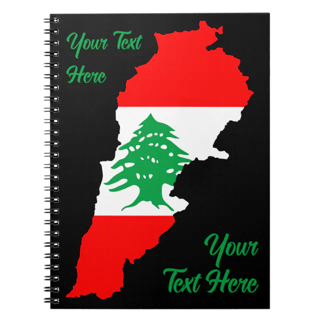 Lebanon Map with Flag Notebook | Zazzle