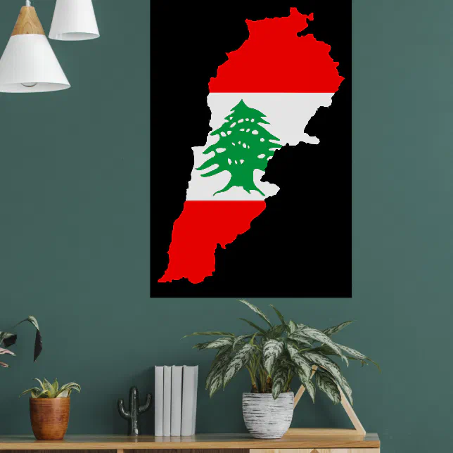 Lebanon Map with Flag Poster | Zazzle