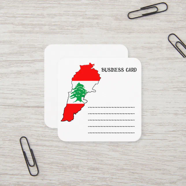 Lebanon Map with Flag Square Business Card | Zazzle