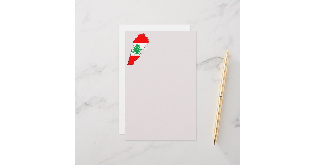 Lebanon Map with Flag Stationery | Zazzle
