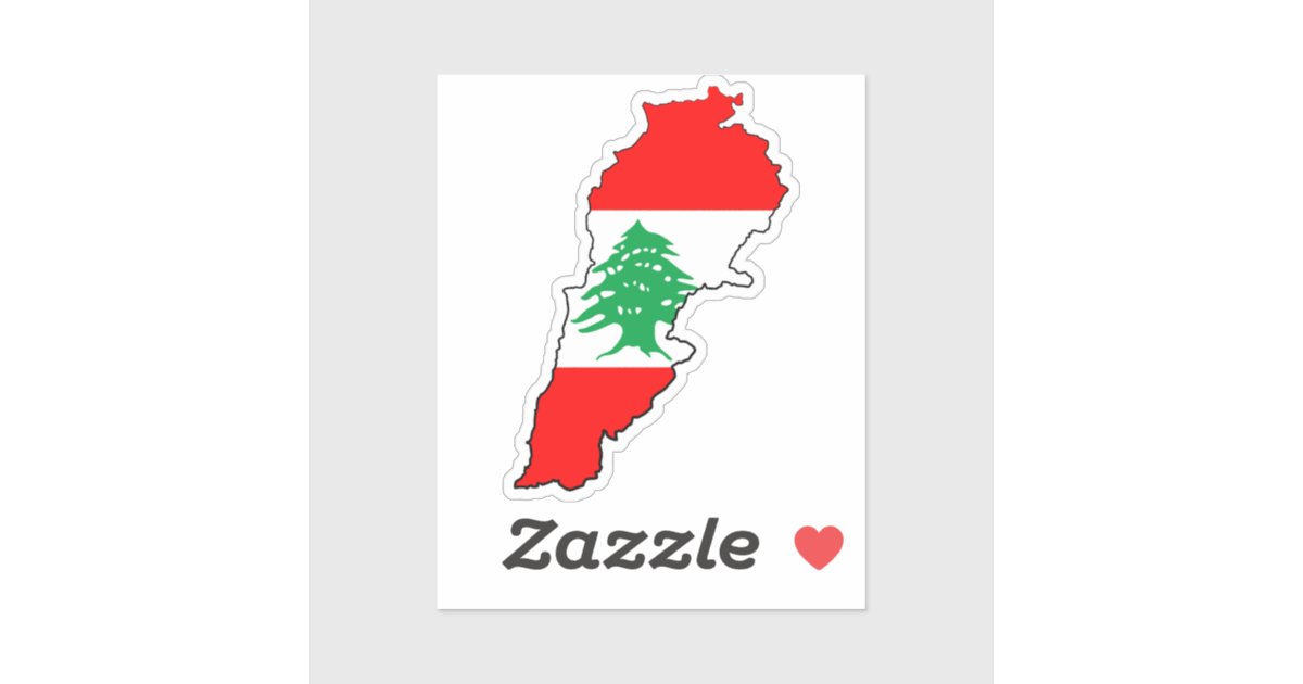 Lebanon Map with Flag Sticker | Zazzle