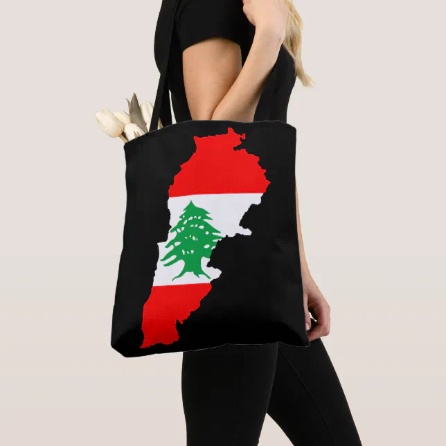 Lebanon Map with Flag Tote Bag | Zazzle