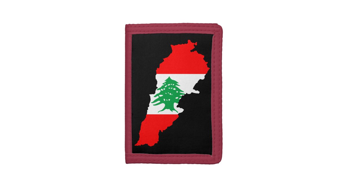 Lebanon Map with Flag Trifold Wallet | Zazzle