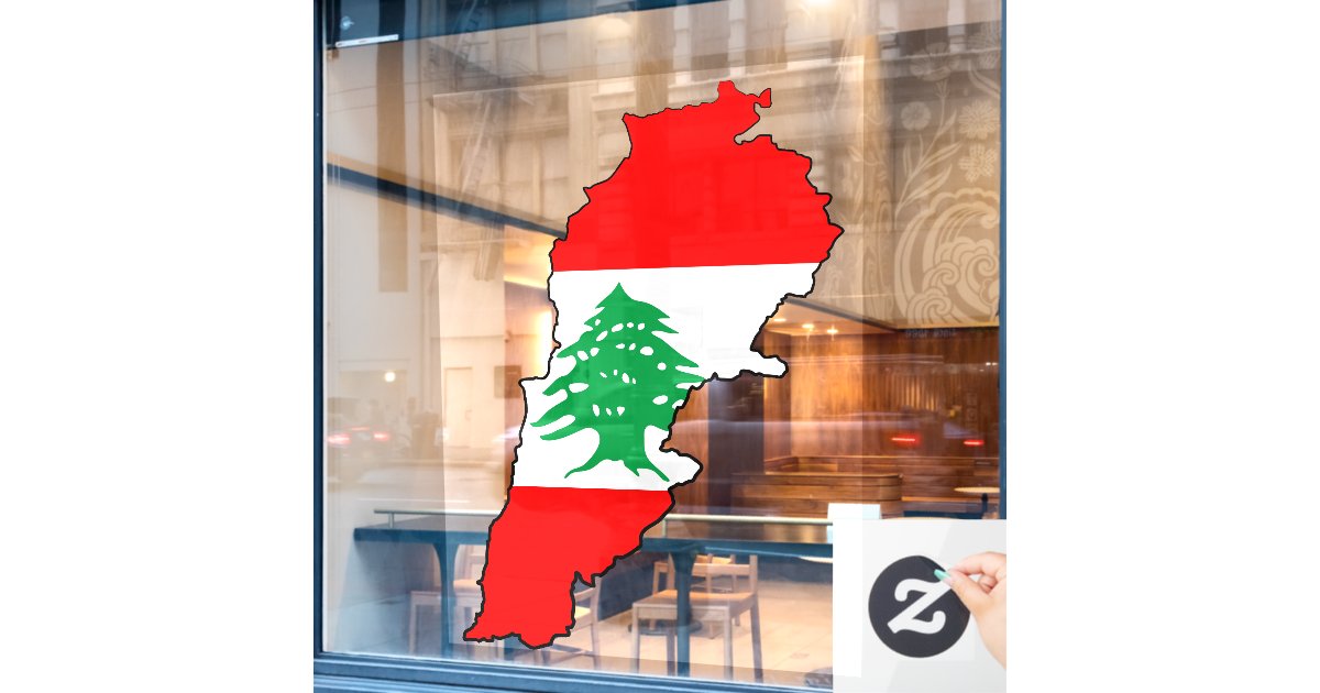 Lebanon Map with Flag Window Cling | Zazzle