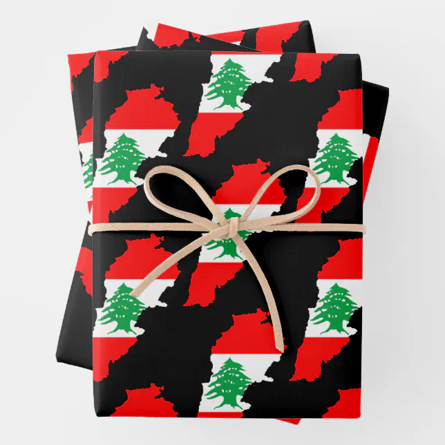 Lebanon Map with Flag Wrapping Paper Sheets | Zazzle