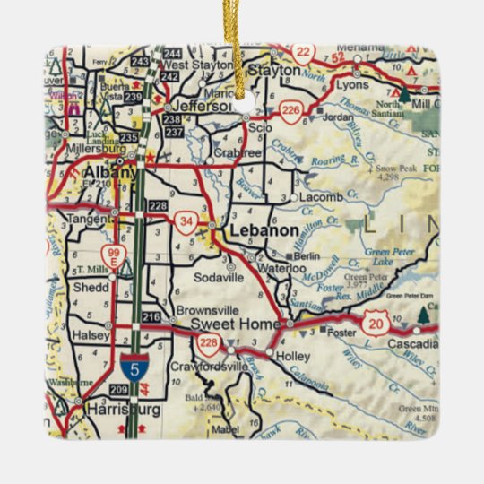 Lebanon Oregon Map Ceramic Ornament | Zazzle.com