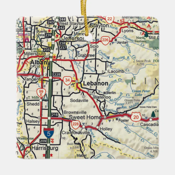 Lebanon Oregon Map Ceramic Ornament | Zazzle