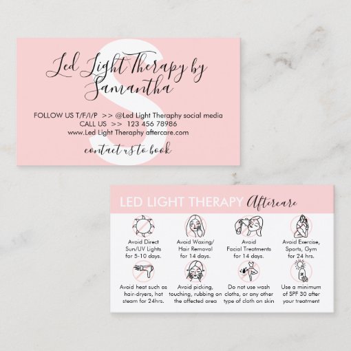 Led Light Therapy Aftercare Business Card | Zazzle