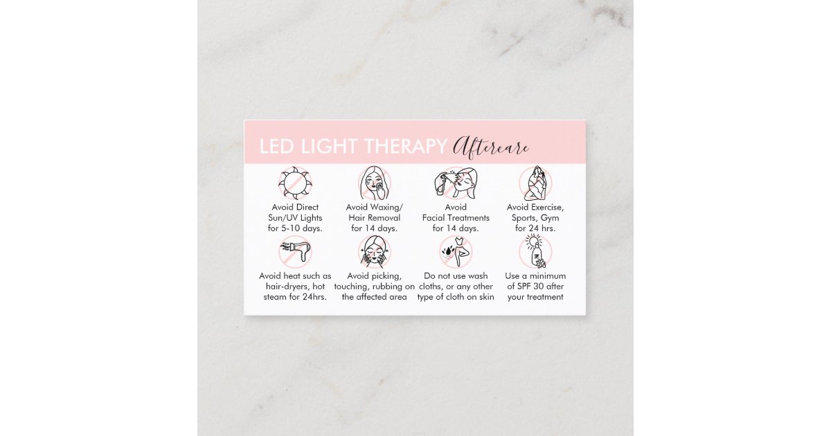 Led Light Therapy Aftercare Business Card | Zazzle