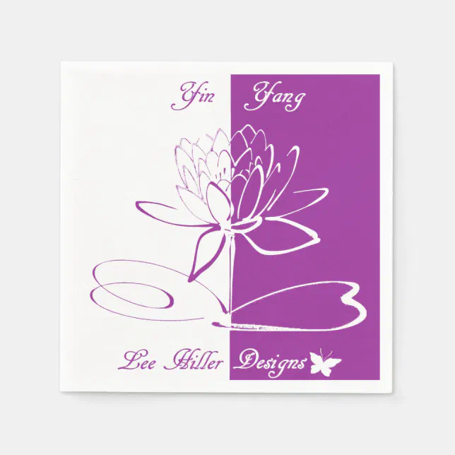 Lee Hiller Designs Logo Accents White Violet Napkins | Zazzle