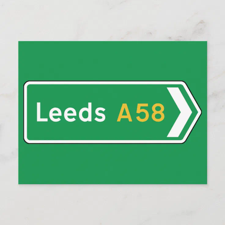 Leeds, UK Road Sign Postcard | Zazzle