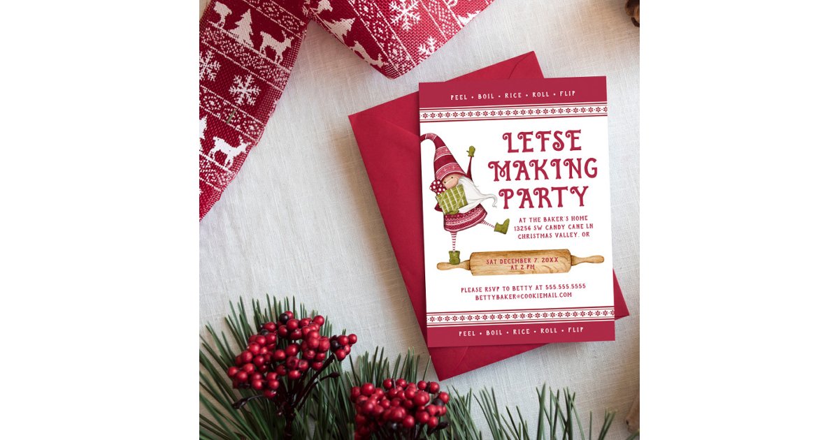 Lefse Making Party Holiday Party Invitation | Zazzle