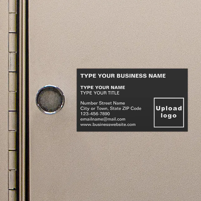 Left Aligned Style Black Magnetic Business Card | Zazzle