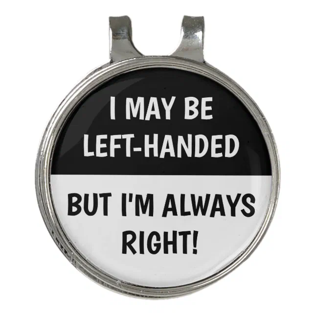 Left-handed people Humor | BLACK WHITE Golf Hat Clip | Zazzle