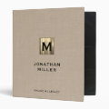 Legacy Binder Beige Linen Gold Monogram | Zazzle