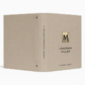 Legacy Binder Beige Linen Gold Monogram | Zazzle