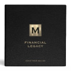 Legacy Binder Black Leather Luxury Gold Initial | Zazzle