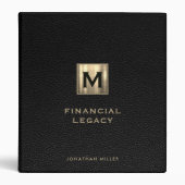 Legacy Binder Black Leather Luxury Gold Initial | Zazzle
